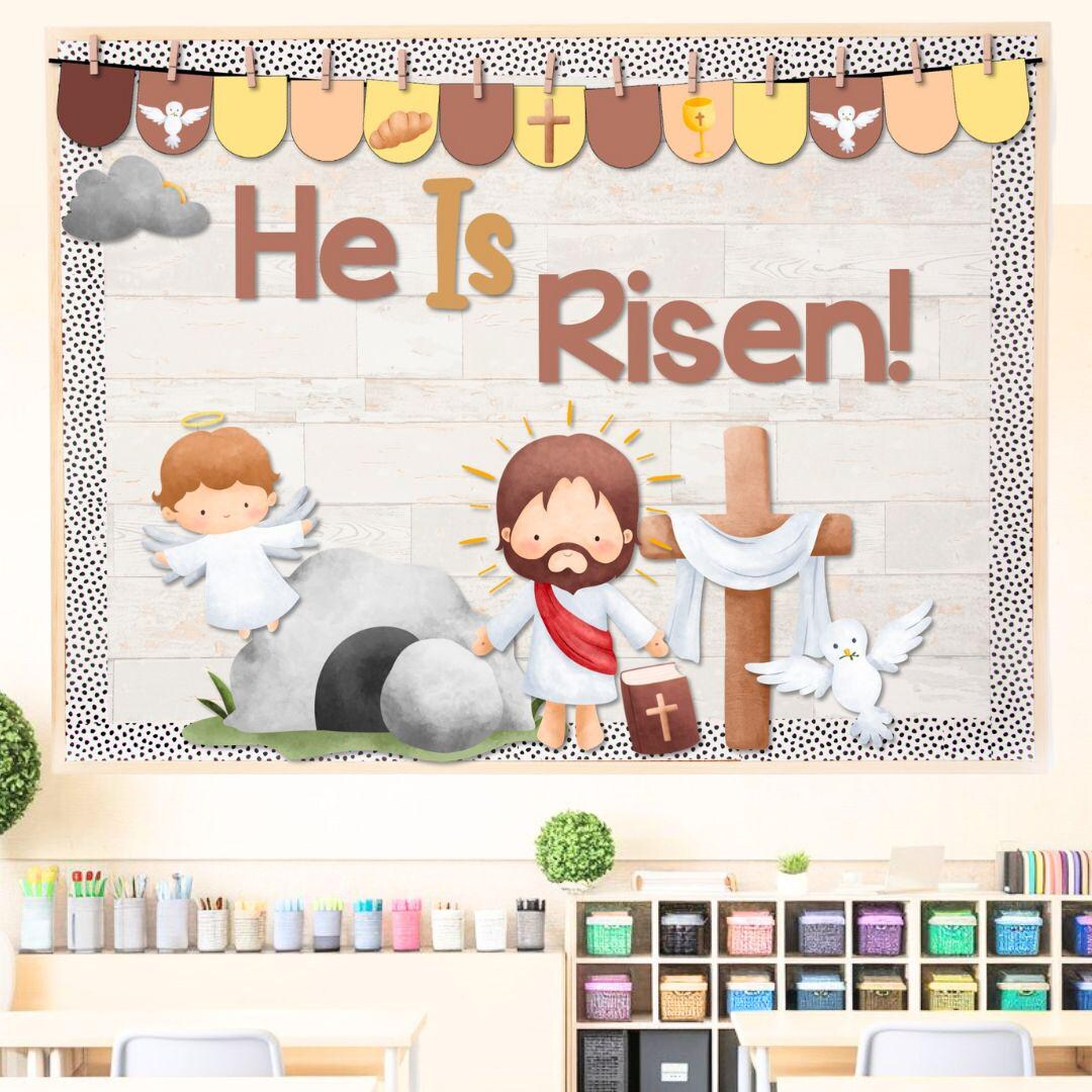 Christian Easter Bulletin Board & Interactive Classroom Decor Editable ...