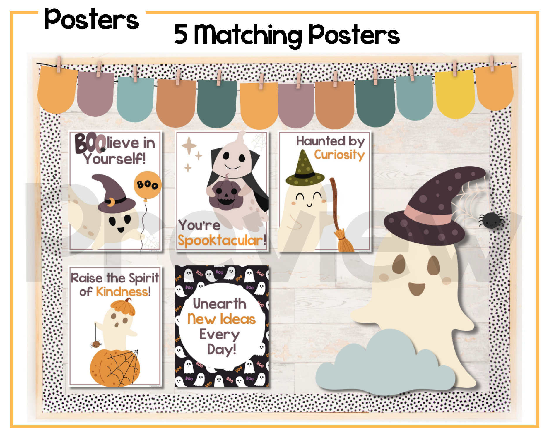 Halloween Ghost Bulletin Board & Classroom Decor Editable Versions ...