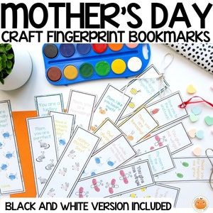 Mother's Day Craft - Fingerprint Bookmarks, Print-and-go Templates in ...