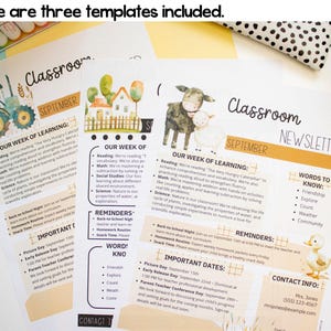 Calm Farm Editable Classroom Newsletter Templates, Weekly & Monthly ...