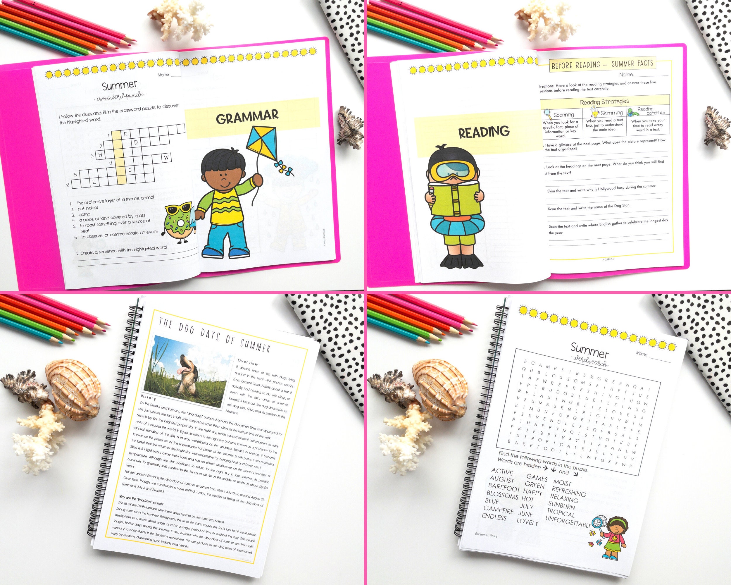 Printable Summer Packet Summer ELA Worksheets for Summer School or ...