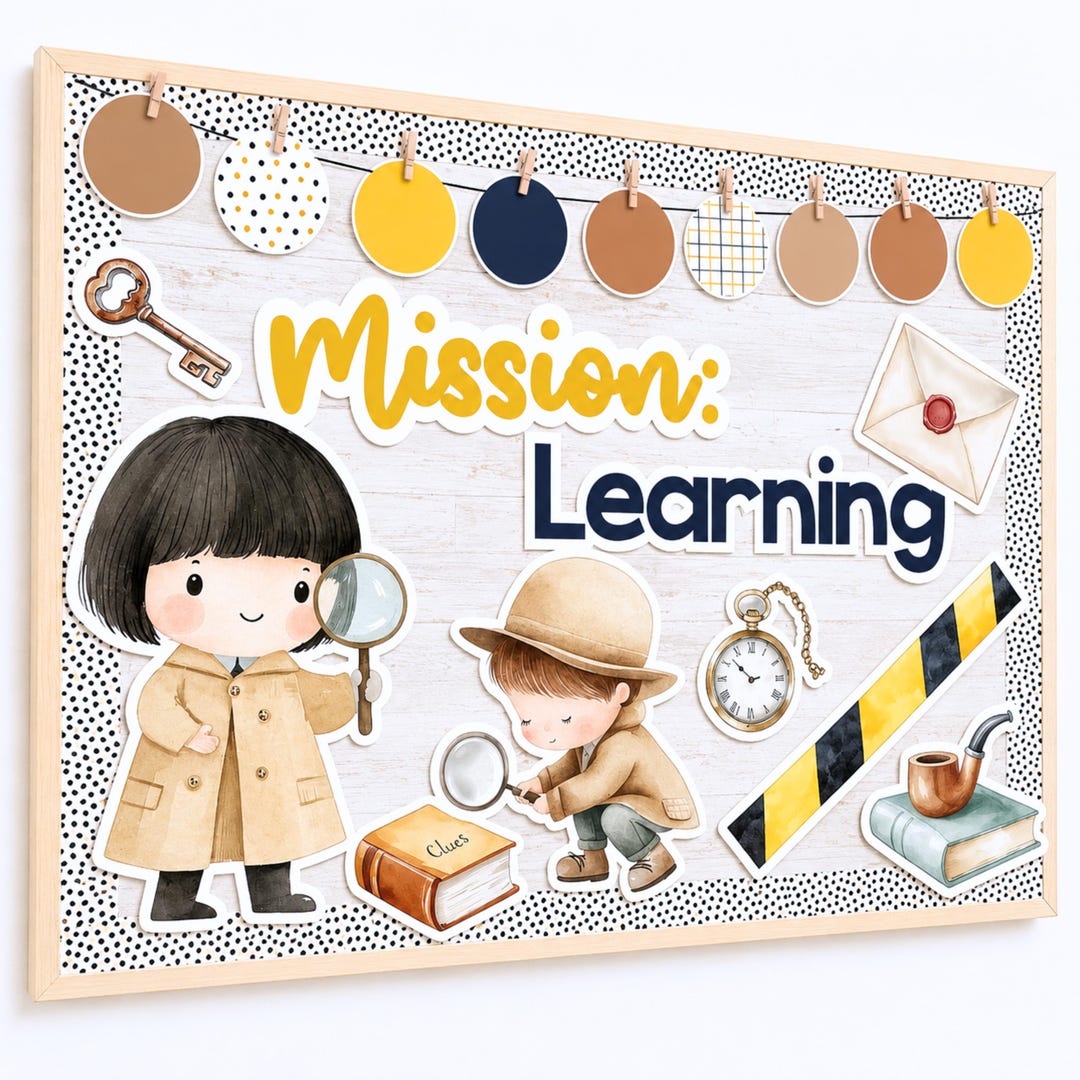 Detective Bulletin Board | Editable Classroom Theme and Poster Set With ...