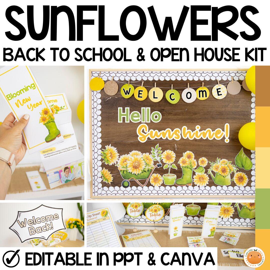 Sunflowers Back to School, Open House & Meet the Teacher Kit, Bulletin ...