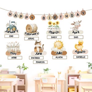 Calm Farm Birthday Display, Editable Birthday Bulletin Board ...