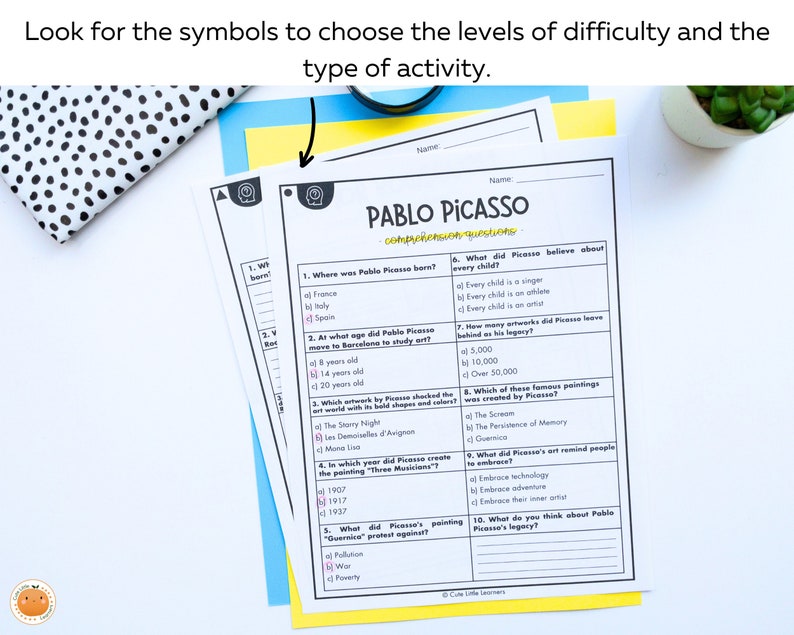 Pablo Picasso Printable Biography Pack Reading - Etsy