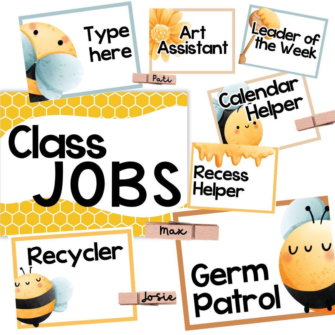 Busy Bees Classroom Jobs Display | Editable Bulletin Board Decor for ...