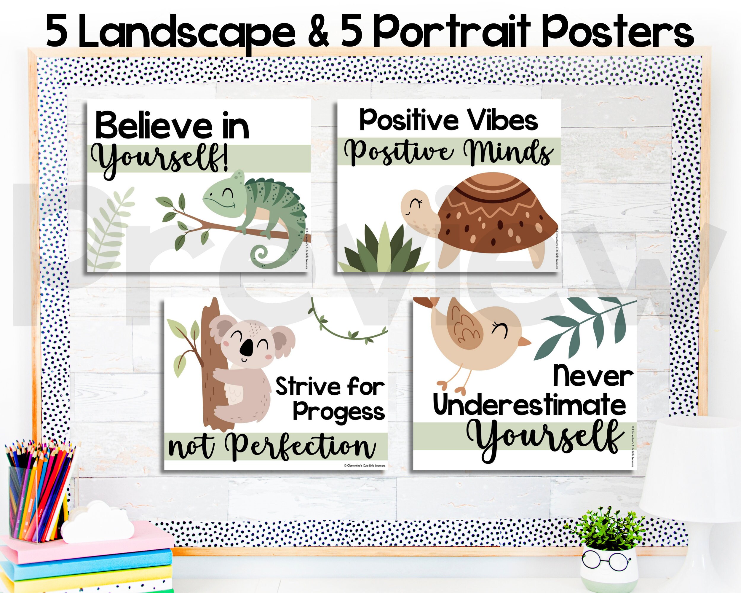 Jungle Safari Growth Mindset Posters - Motivational Notes, Social ...