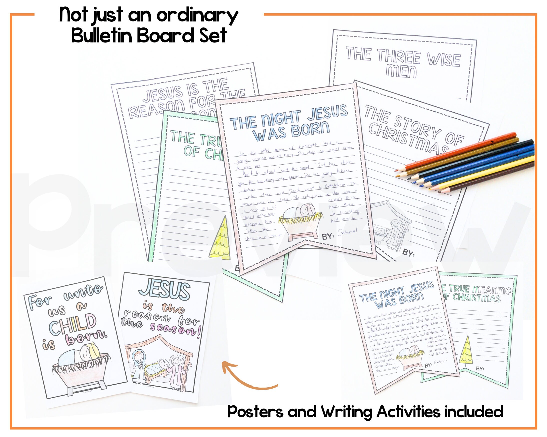 Nativity Bulletin Board & Classroom Decor Kit Editable Versions ...
