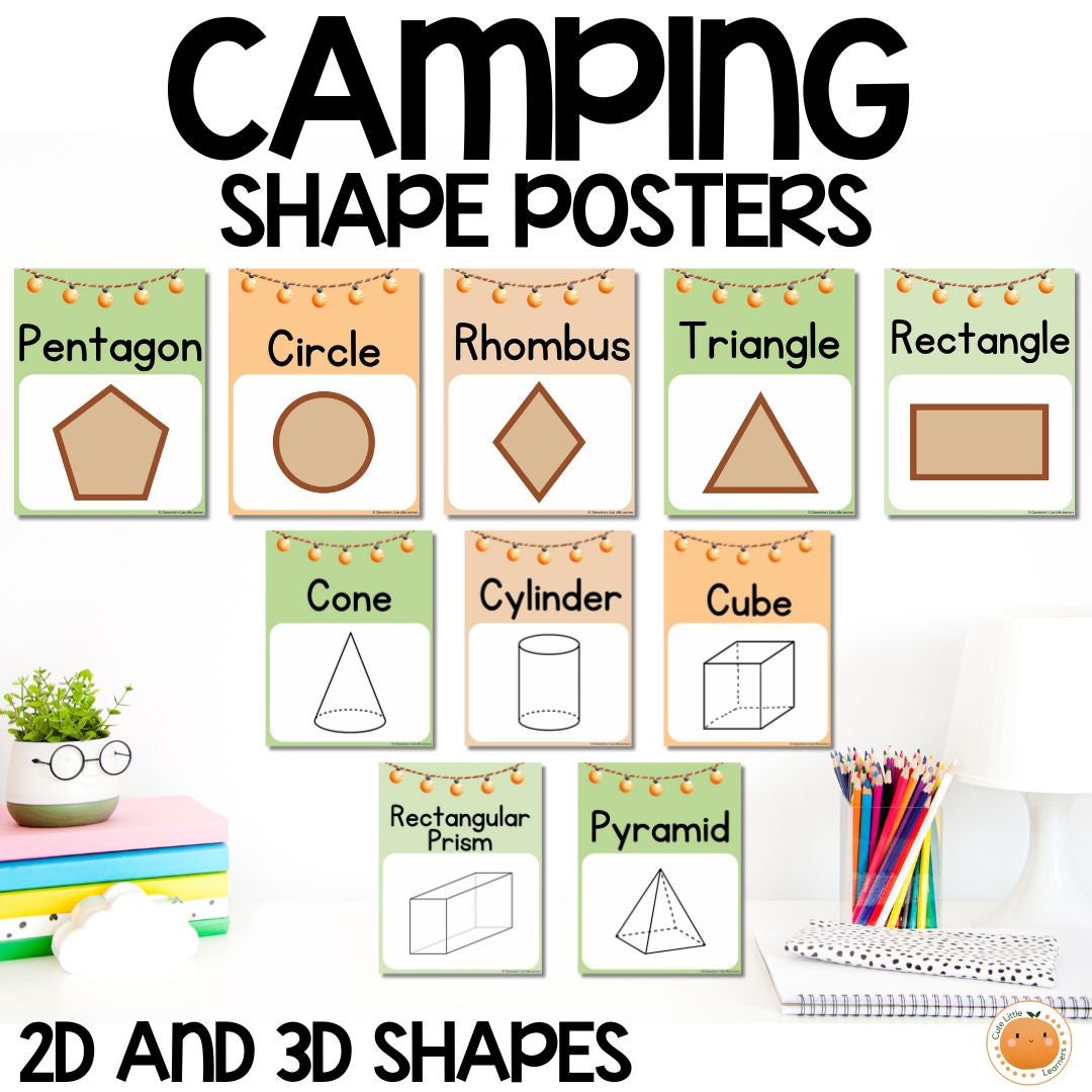 Camping Themed 2D and 3D Shape Posters for Bulletin Boards and Back to ...