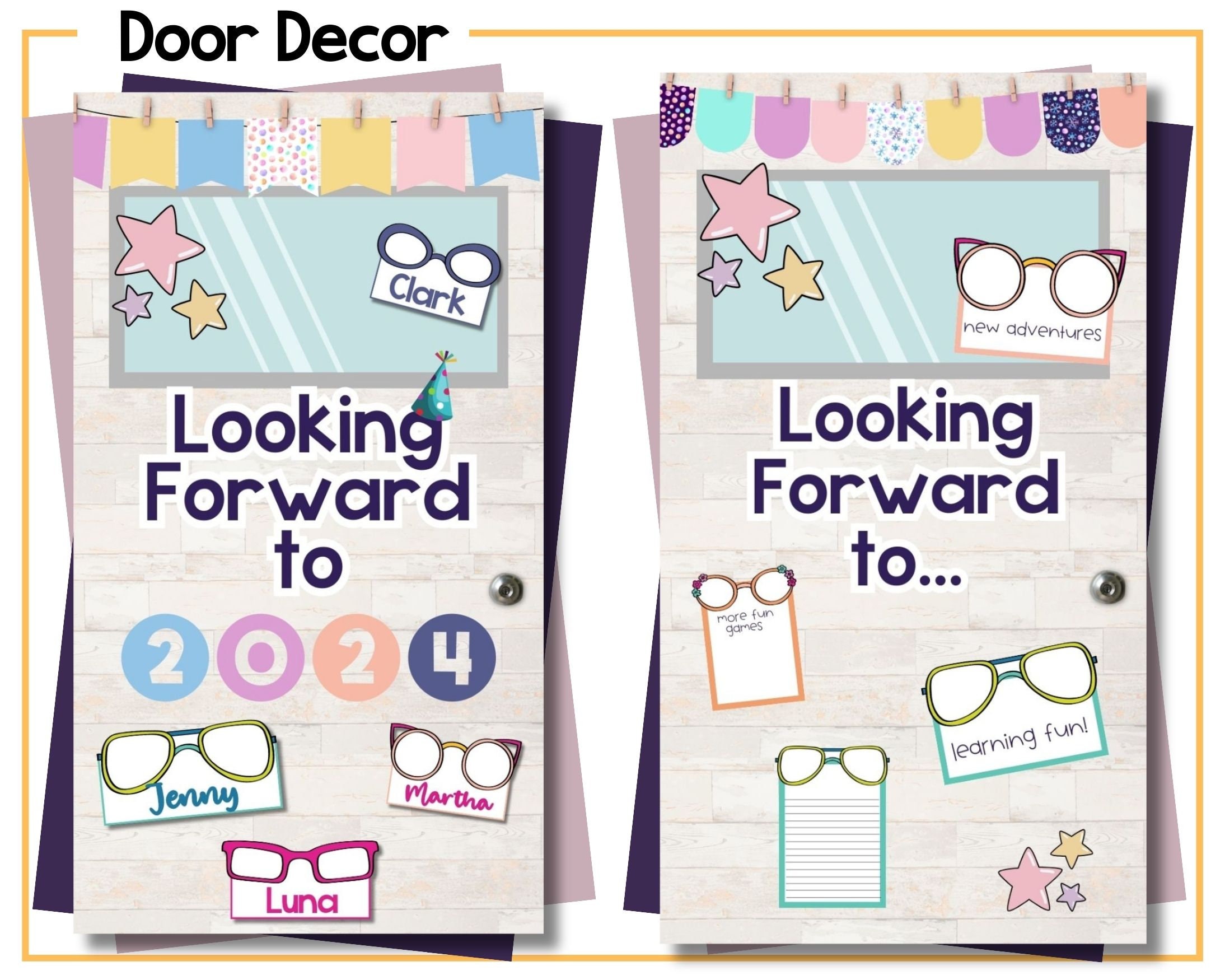 New Year 2024 Bulletin Board & Classroom Door Decor, Editable Versions ...