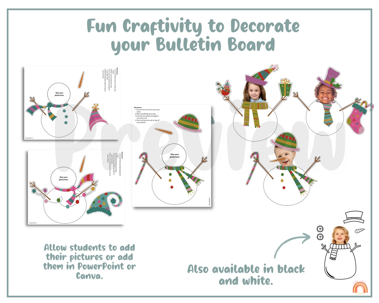 Winter Snowmen Bulletin Board & Classroom Decor Editable - Etsy