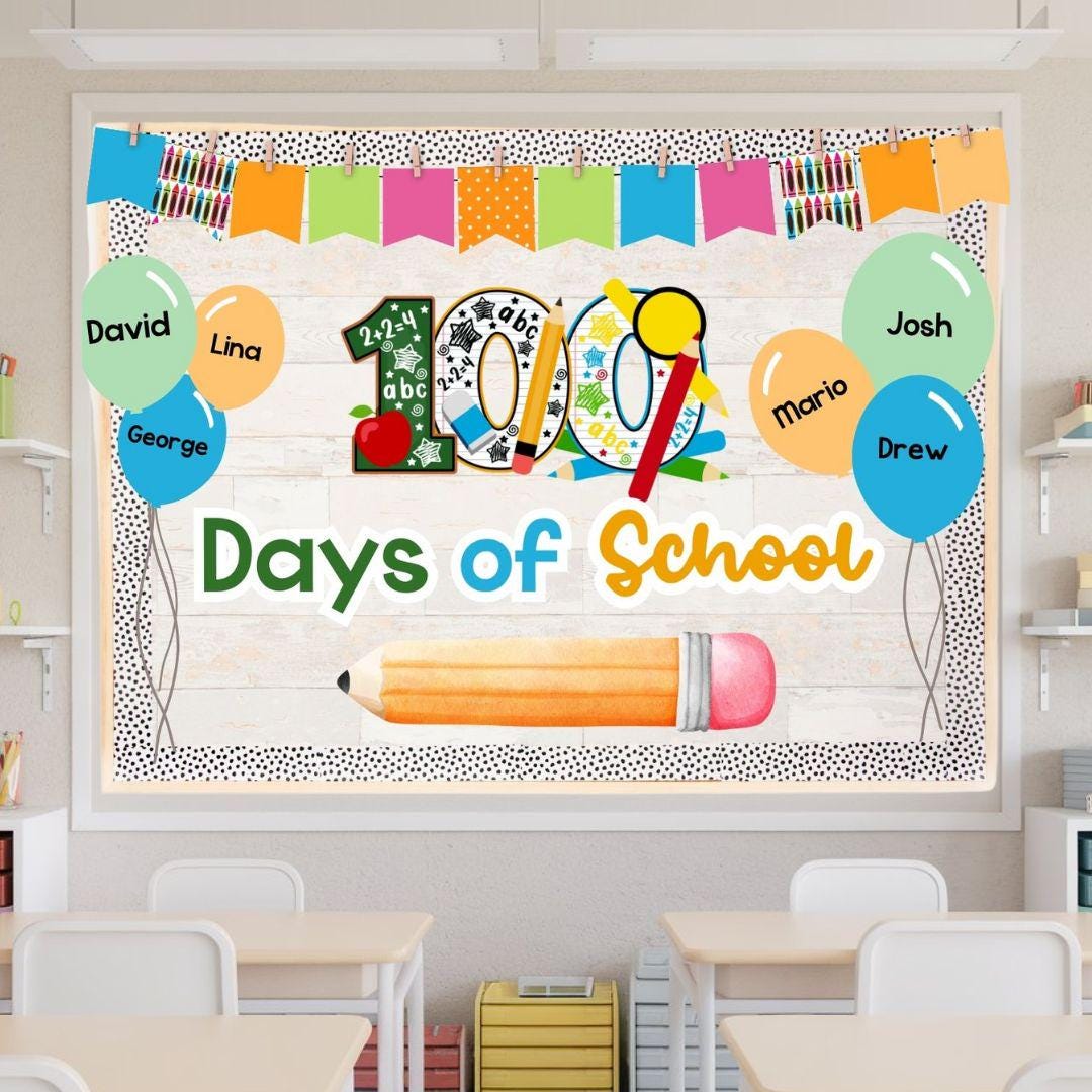 100 Days of School Class Decor, Editable Balloon Craft, Bulletin Board ...