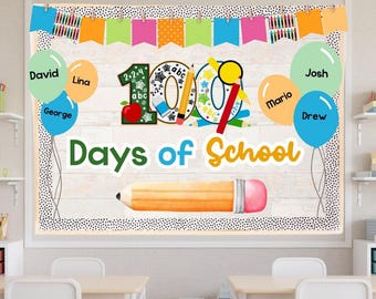100 Days of School Bulletin Board & Classroom Decor and Editable ...