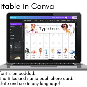 Printable Chore Charts Mermaid Themed, Editable Visual Schedule & Chore ...