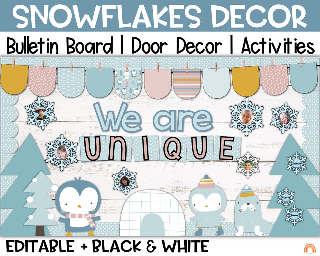 Snowflake Winter Bulletin Board & Classroom Decor Kit - Etsy