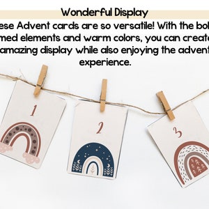 Printable Kindness Advent Calendar Cards, Boho Rainbows December ...