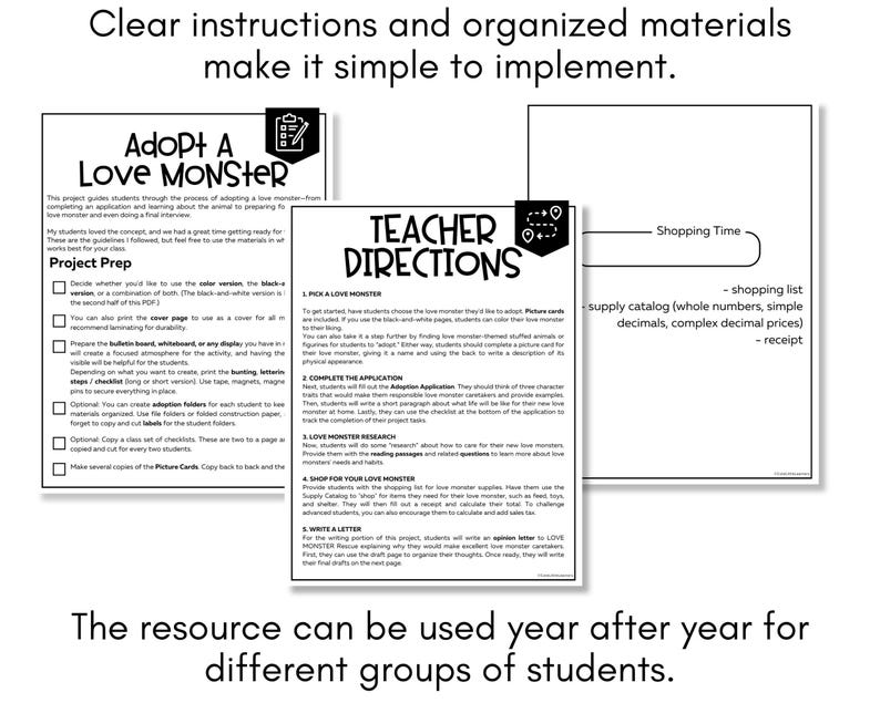 Adopt a Love Monster Project Based Learning, Printable Valentine's Day ...