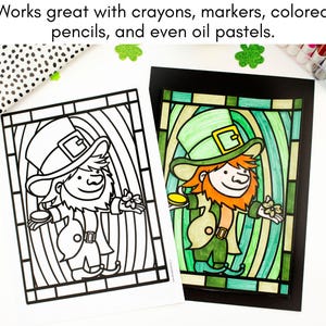 Patrick's Day Stained Glass Coloring Pages, Print and Go Art Project or ...