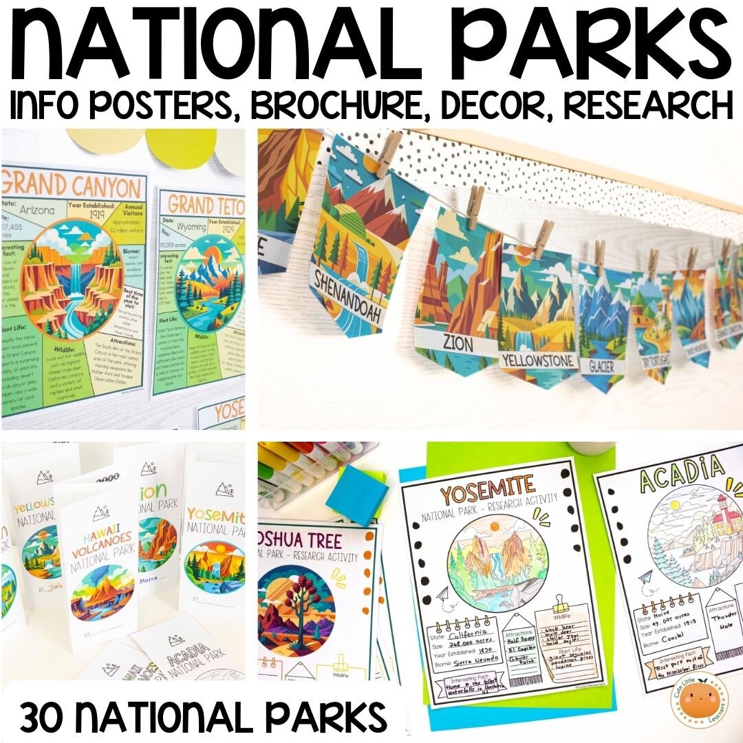 National Parks Learning Bundle Information Posters, Research Posters ...