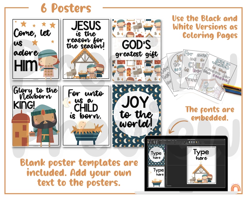 Nativity Bulletin Board & Classroom Decor Kit Editable - Etsy