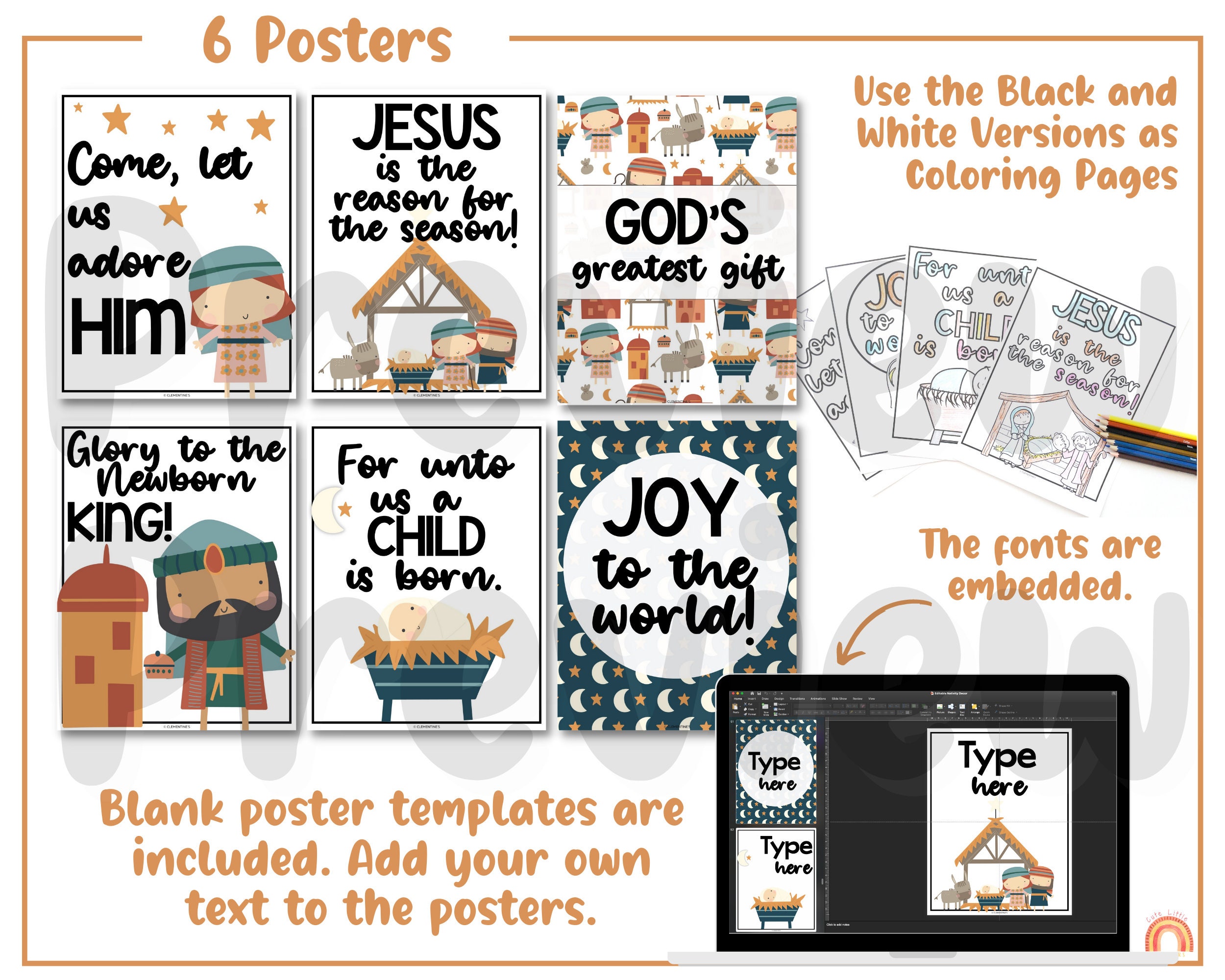 Nativity Bulletin Board & Classroom Decor Kit Editable - Etsy