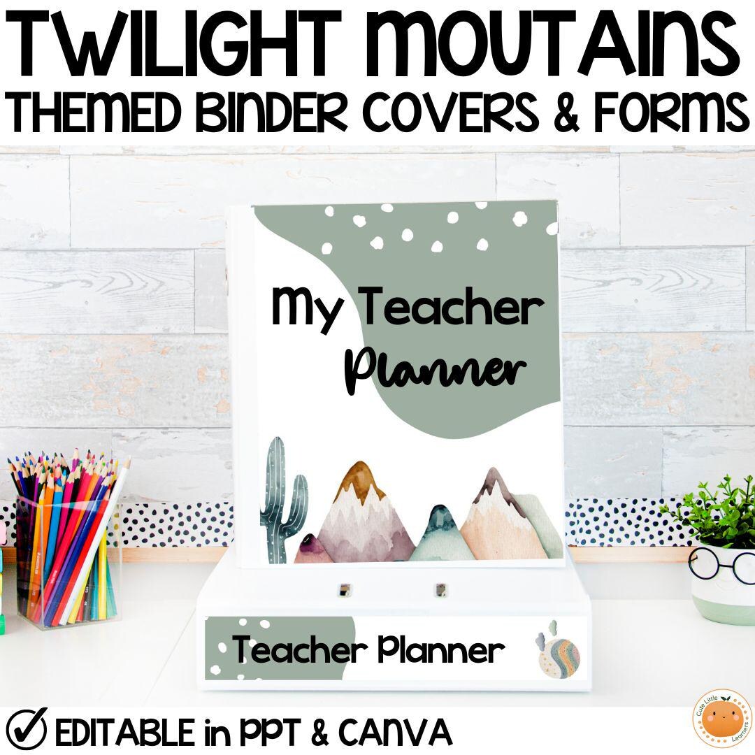 Editable Binder Covers, Spines & Teacher Forms, Twilight Mountain ...
