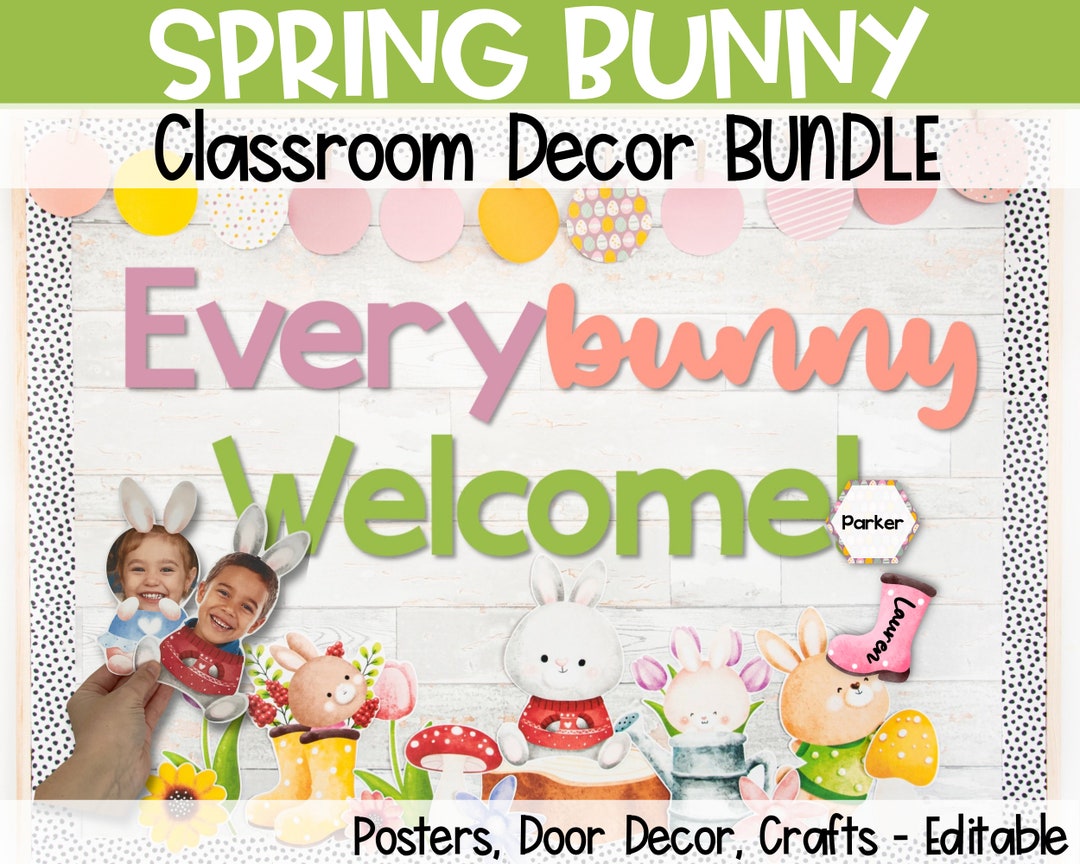 Spring Bunny Classroom Decor Bundle Bulletin Board Posters - Etsy
