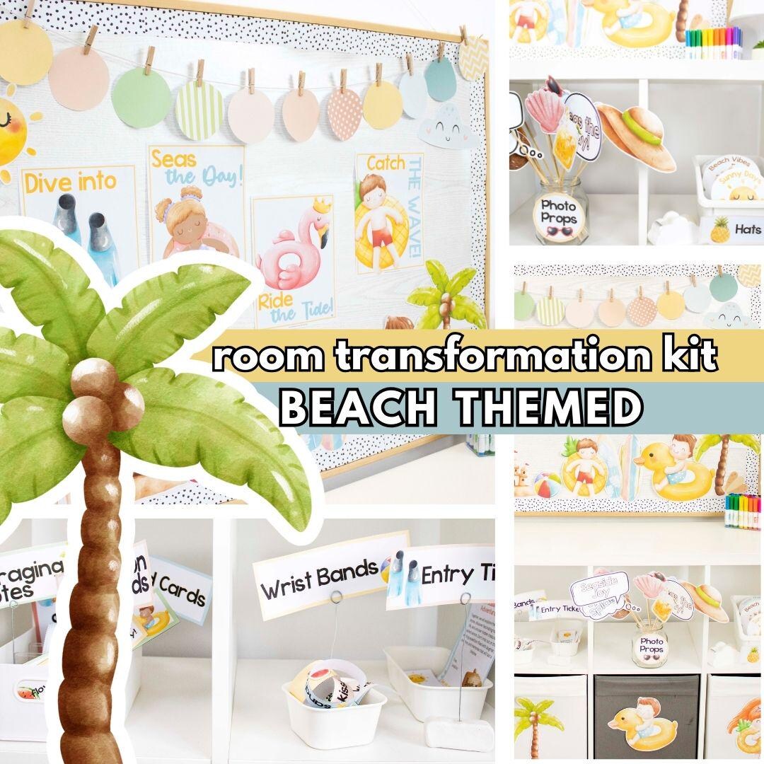 Beach Classroom Set-up, Complete Classroom Decor, Bulletin Board & Door ...