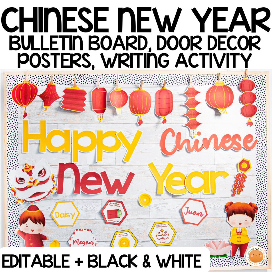 Chinese New Year Bulletin Board & Interactive Classroom Decor Editable ...