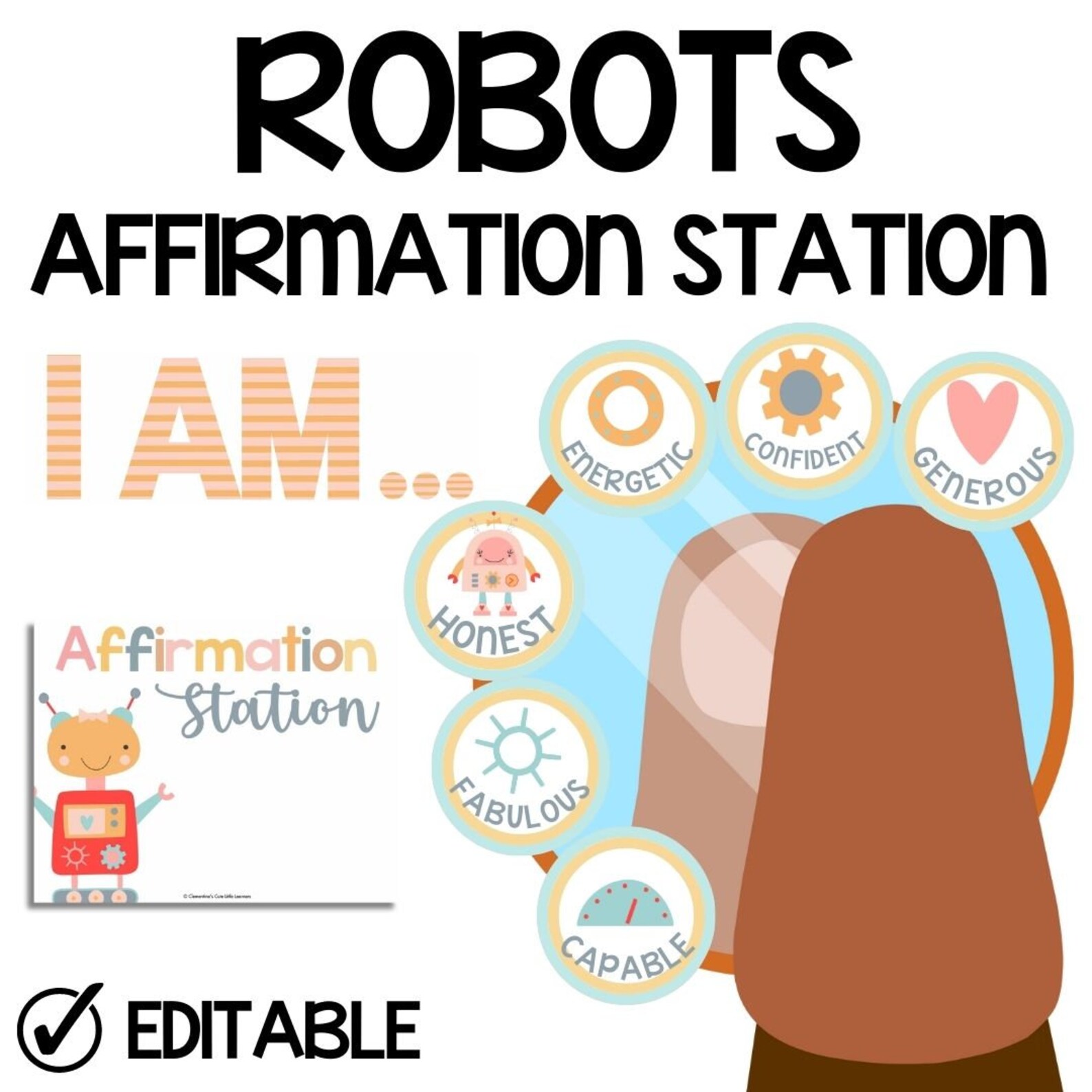 Affirmation Station Robots and AI Themed Editable Motivational ...