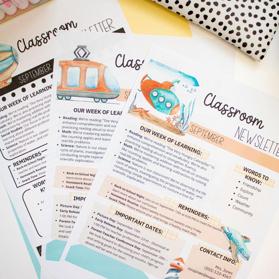 Travel Editable Classroom Newsletter Templates, Weekly & Monthly ...