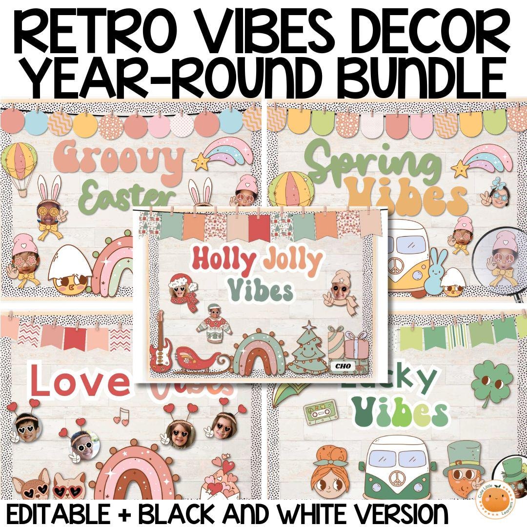 Retro Classroom Decor Bundle, Year-round Bulletin Boards & Door Decor ...