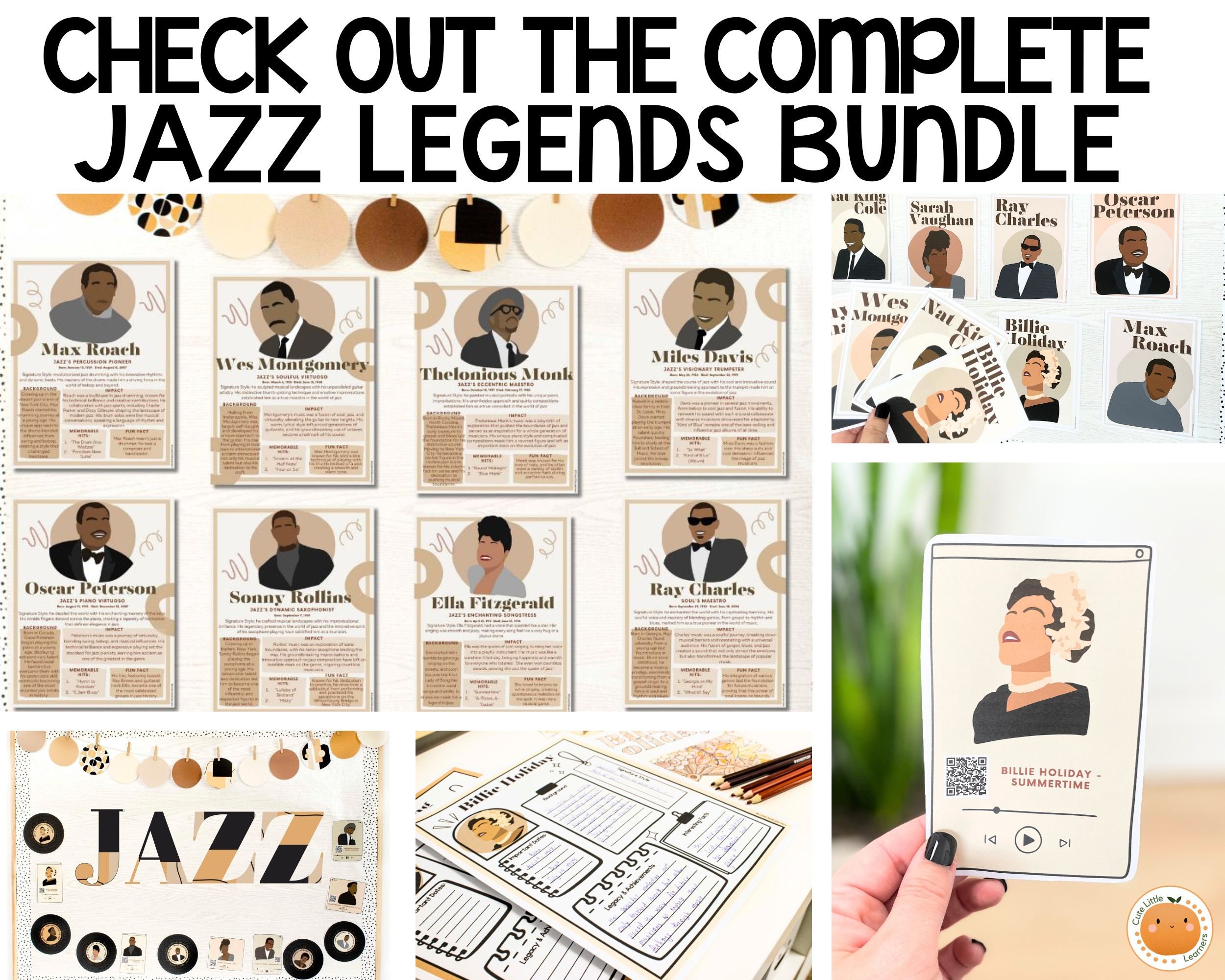 Printable Jazz Musicians Posters – Classroom and Music Room Bulletin ...