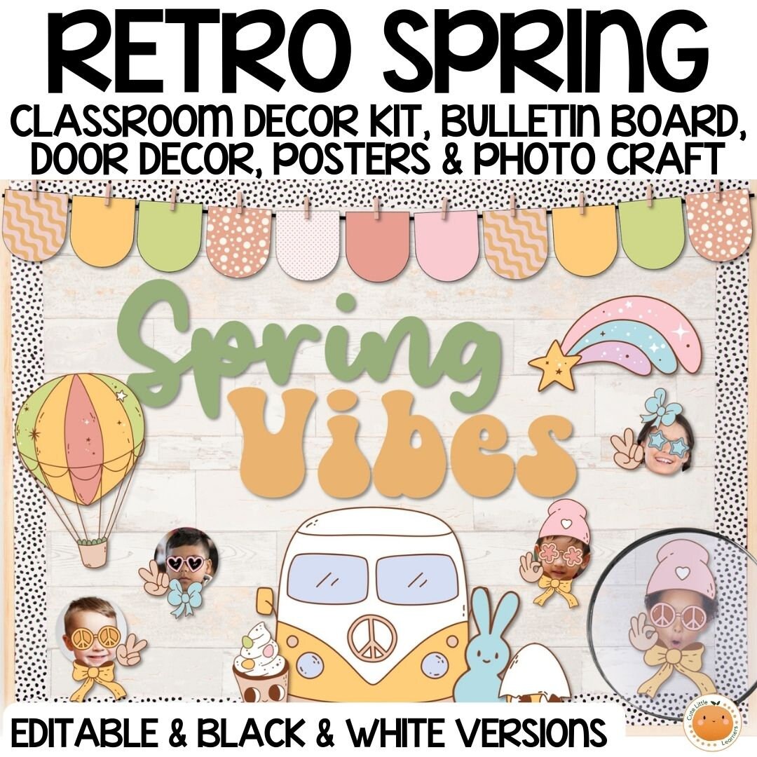 Retro Spring Bulletin Board & Interactive Classroom Decor Editable ...