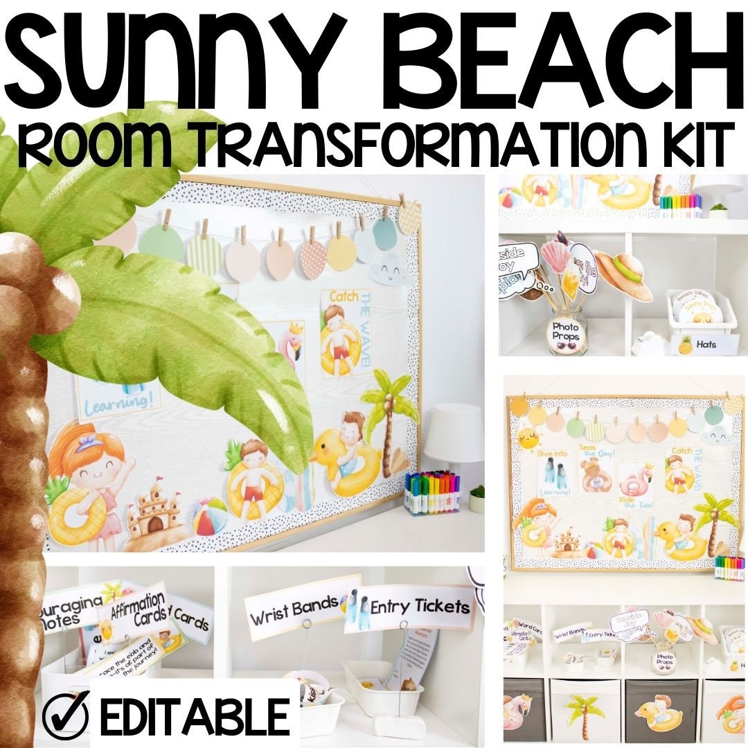 Beach Fun Room Transformation, Complete Classroom Decor, Bulletin Board ...