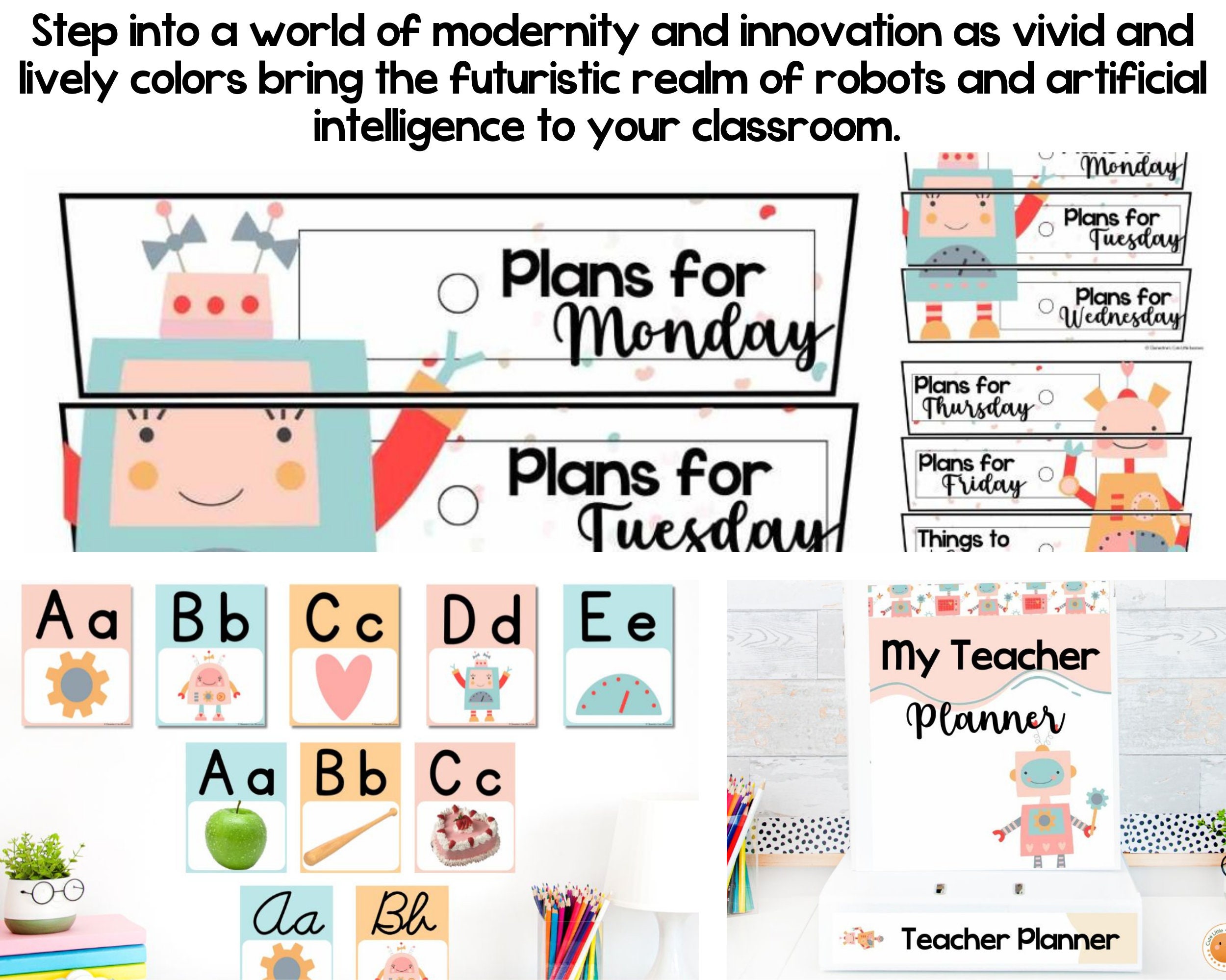 Robots and AI Editable Classroom Decor Bundle Bulletin - Etsy