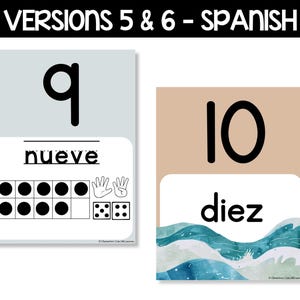 Marine Life Friends Themed Number Posters for Classroom Decor, Spanish ...