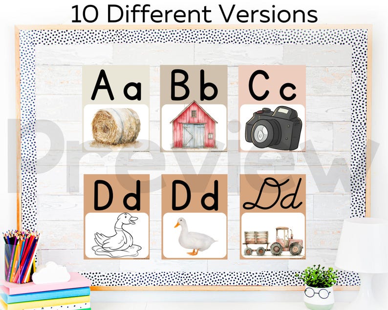 Farm Themed Alphabet Posters for Classroom Decor & Bulletin Board ...