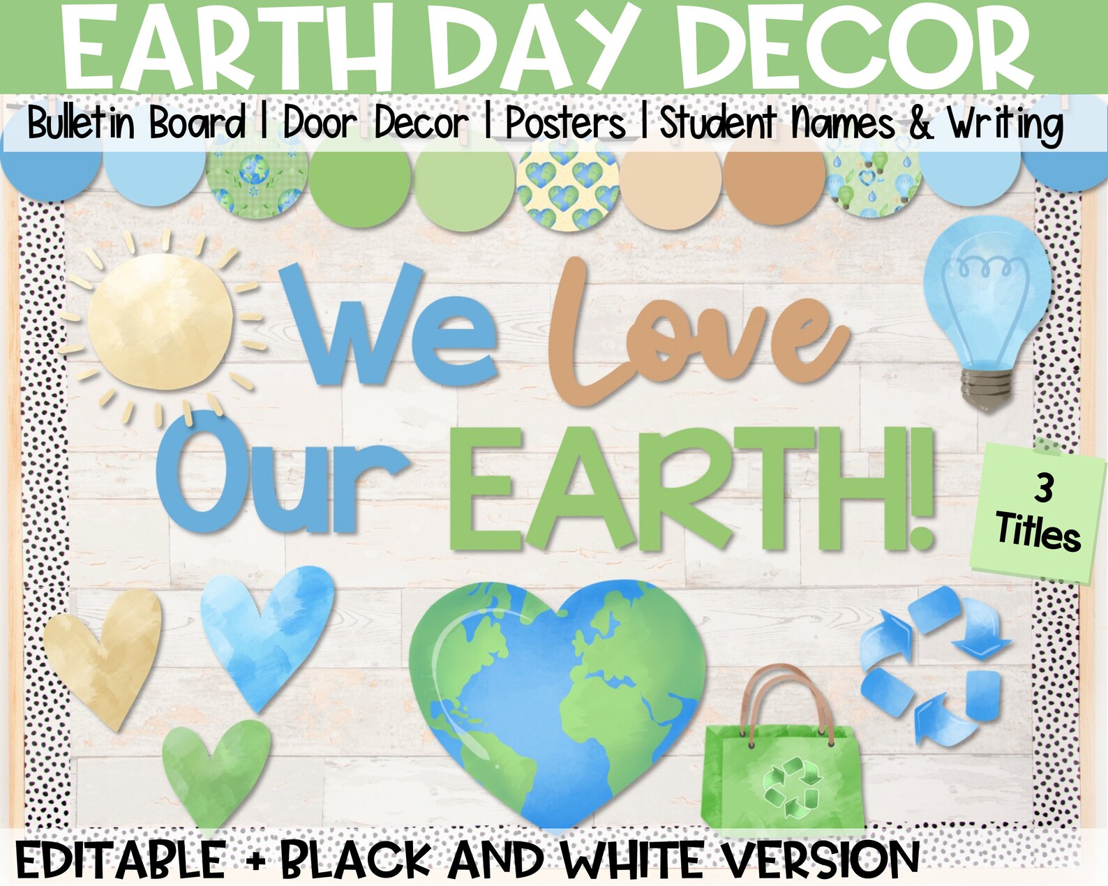 Earth Day Watercolor Bulletin Board & Classroom Decor - Etsy