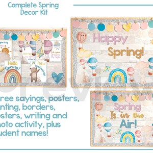 Hot Air Balloons Spring Bulletin Board & Interactive Classroom - Etsy