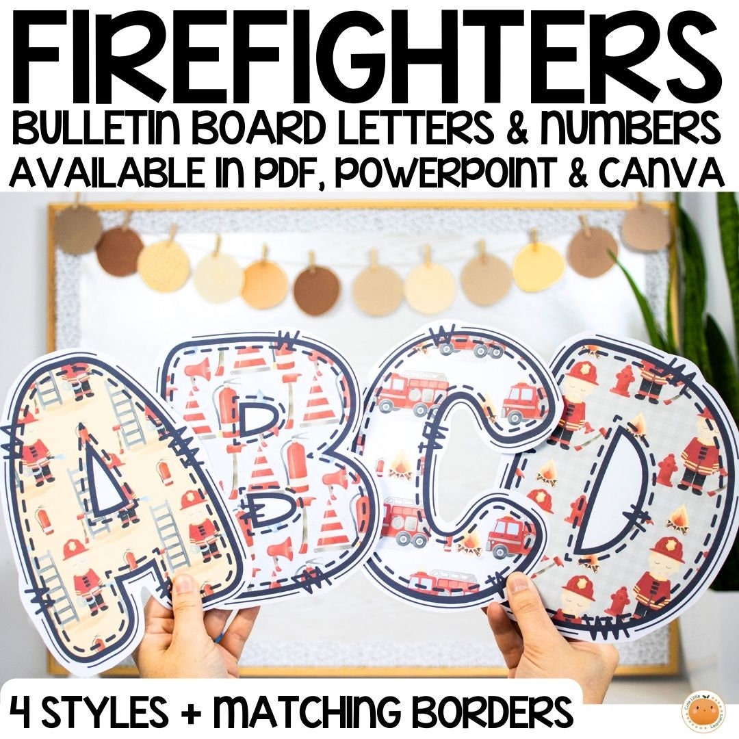 Firefighters Letters and Numbers for Bulletin Board / Classroom Decor ...