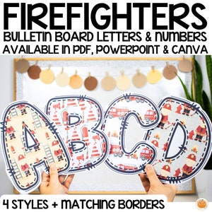 Firefighters Letters and Numbers for Bulletin Board / Classroom Decor ...