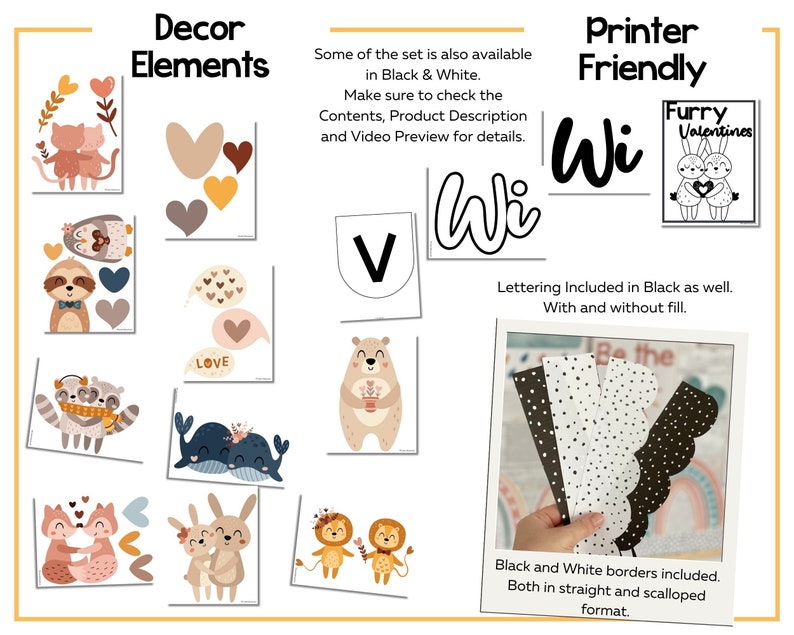 Neutral Valentine's Day Classroom Decor Kit Wild Animals / Safari ...