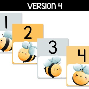 Bee Themed Number Posters for Classroom Decor, Spanish Version Included ...
