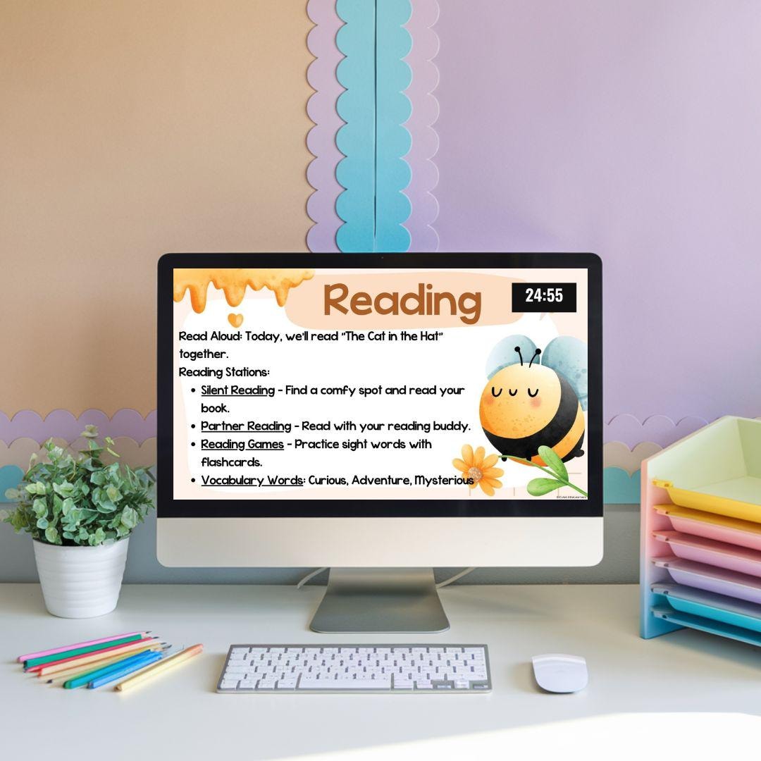 Busy Bees Daily Classroom Slides | Editable Template With Timers ...