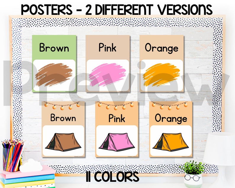Camping Themed Color Posters for Bulletin Boards and Classroom Decor ...