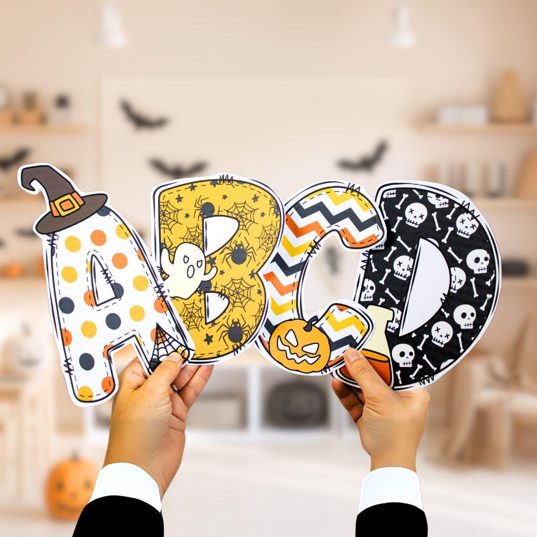 Spooky Halloween Letters and Numbers | Editable Bulletin Board Titles ...