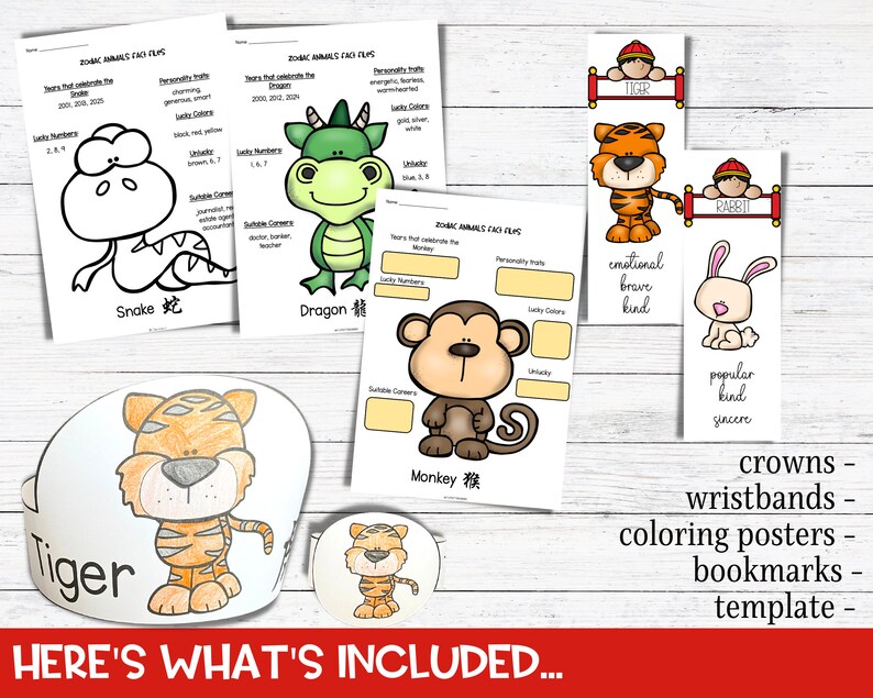 Chinese Zodiac Animals Activity Set Craftivities Posters - Etsy
