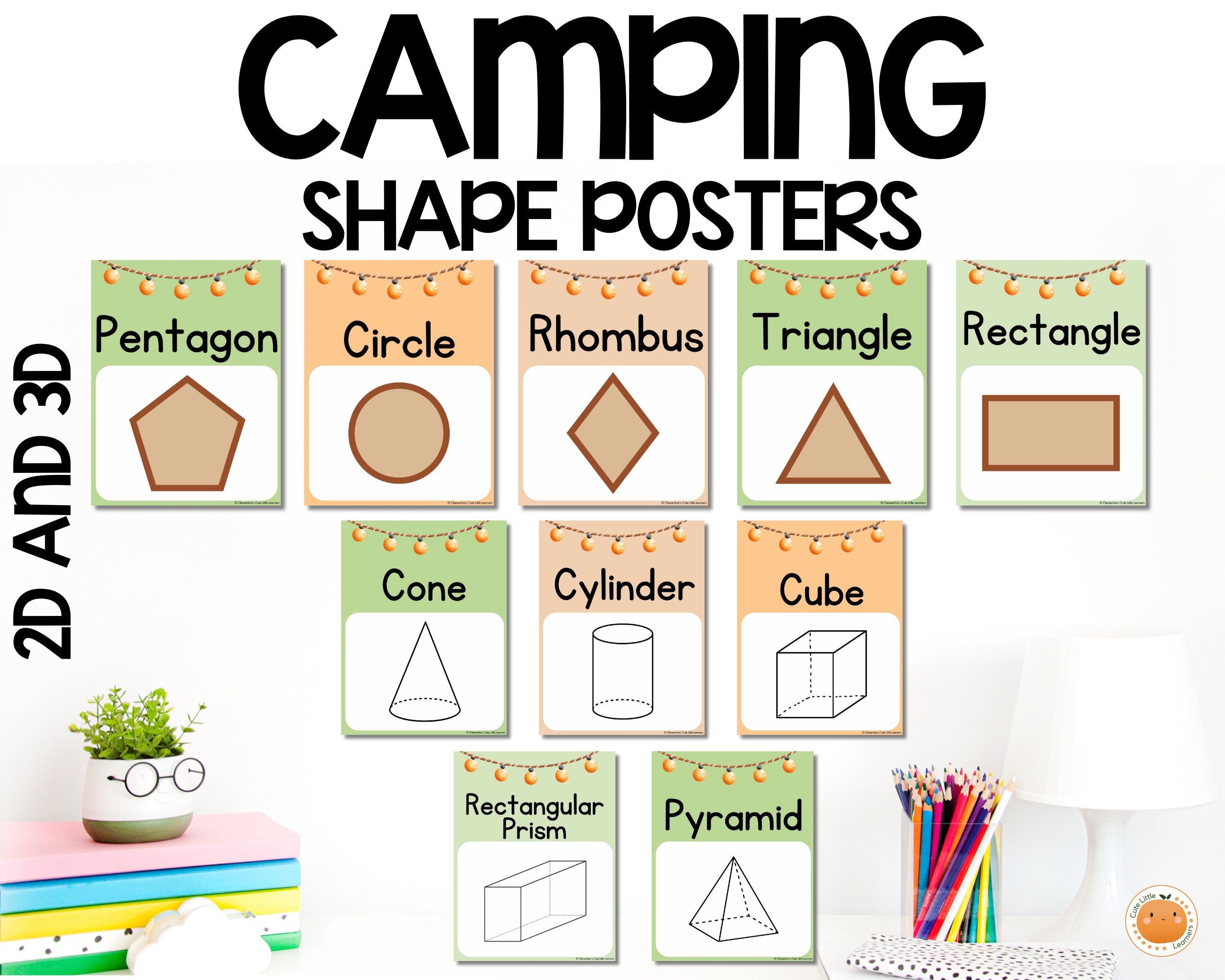 Camping Themed 2D and 3D Shape Posters for Bulletin Boards and - Etsy