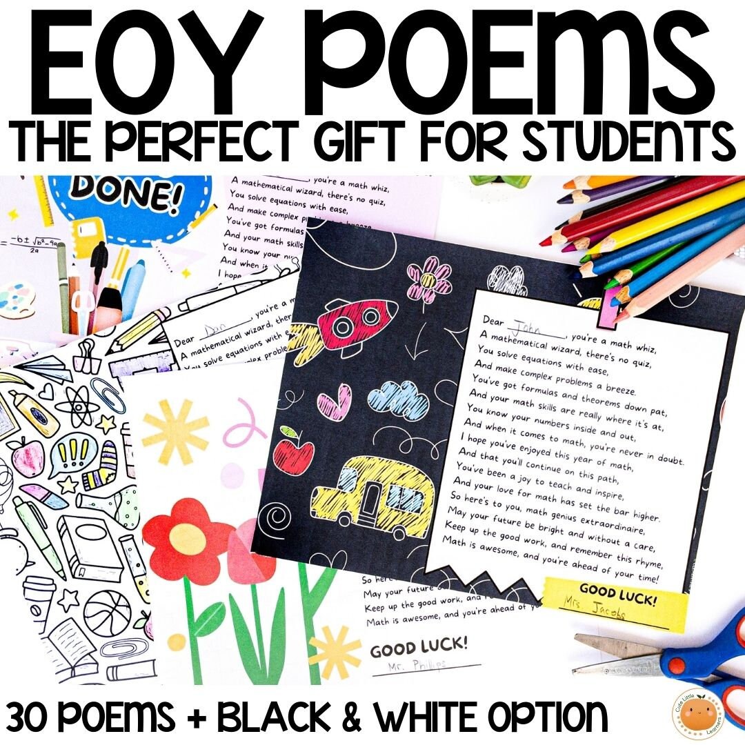 Unique End of Year Poems for Students Print and Go End of Year ...